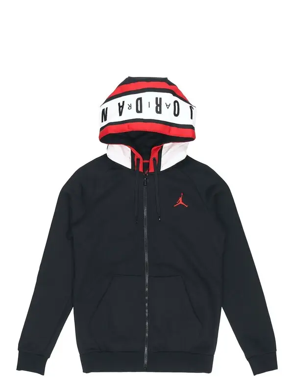 JORDAN Zip-up Hooded Jacket With Logo Detail - Black