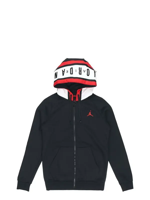JORDAN Zip-up Hooded Jacket With Logo Detail - Black