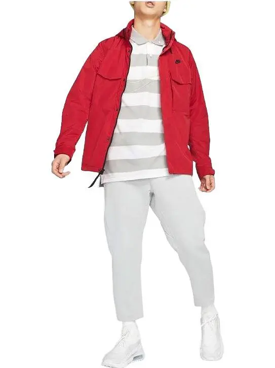 Nike Hooded Jacket With Multiple Pockets - Red