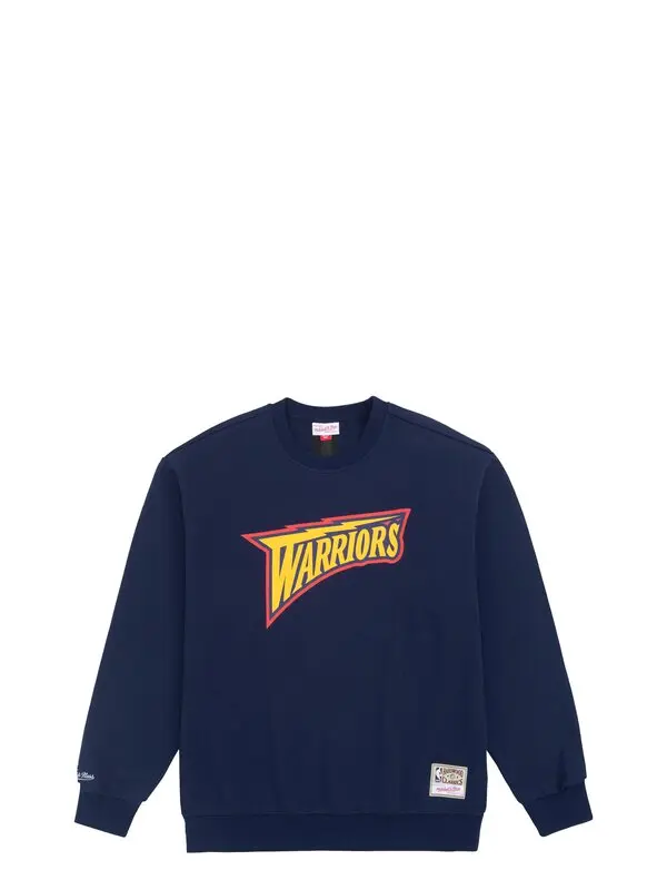 Mitchell & Ness X Nba Golden State Warriors Sweatshirt 'navy Yellow - Navy/yellow