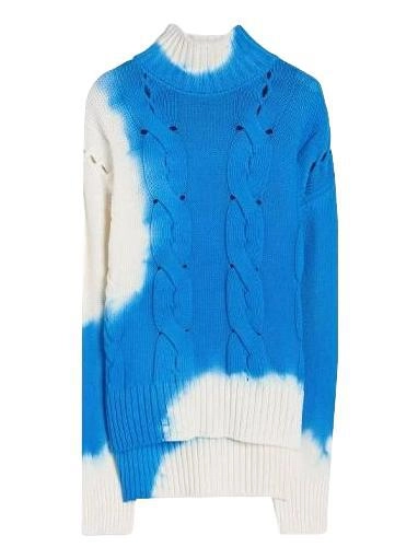 Off-White Blue White" Wool Cable Knit Sweater - Blue/white