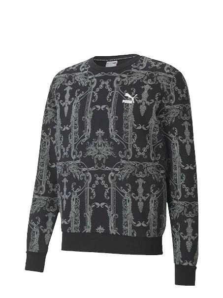 PUMA Luxe Aop Crew Pullover Knit - Black