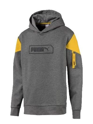 PUMA Colorblock Hooded Long Sleeve Sweatshirt - Grey