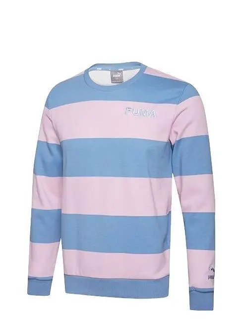 PUMA Letter Logo Embroidery Round-neck Sweatshirt - Light Blue