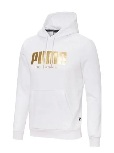PUMA Holiday Bronzing Printing Sports Pullover - White