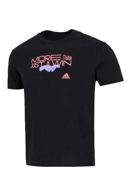 Adidas Minimalistic Alphabet Athleisure Casual Sports Round Neck Short Sleeve Black T-shirt - Default Colorway