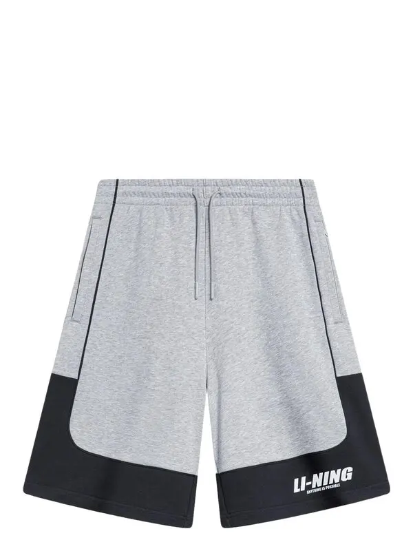 LI-NING Graphic Color Block Shorts - Grey/navy