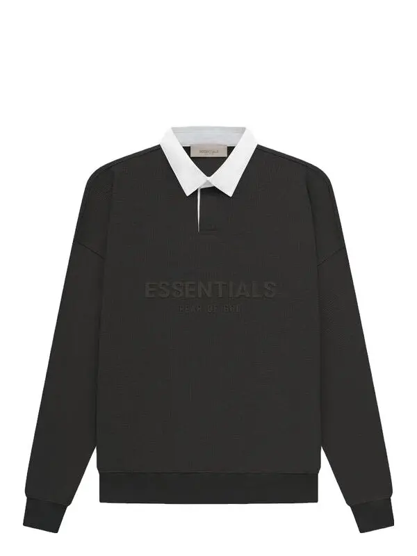 Fear Of God Ss23 Waffle Long Sleeve Polo Shirt 'off - Black