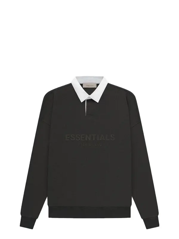 Fear Of God Ss23 Waffle Long Sleeve Polo Shirt - Black
