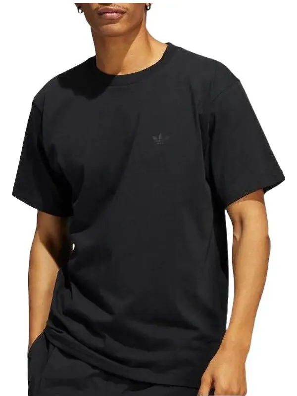 Adidas Originals Back Brand Logo Printing Casual Sports Short Sleeve Couple Style Black - Multi-color