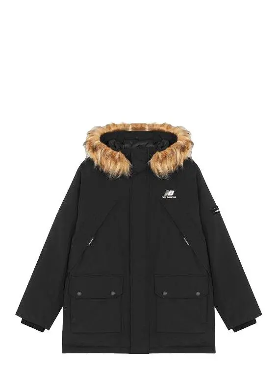NEW BALANCE Street Style Logo Down Jacket - Black/brown