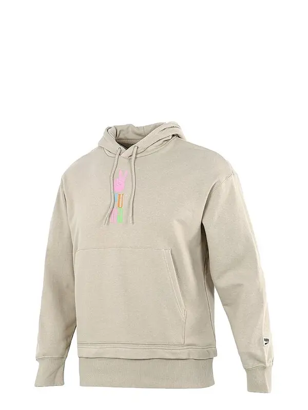 PUMA Logo Printing Sports Hoodie - Khaki