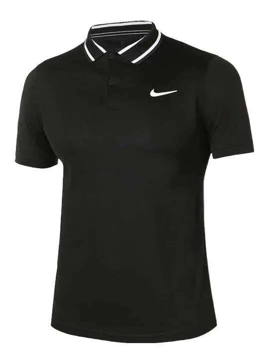 Nike Casual Sports Logo Pattern Printing Short Sleeve Polo Shirt Black - Multi-color