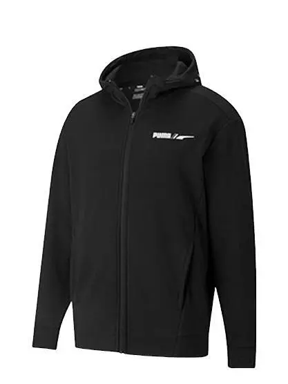 PUMA Winterized Logo Sports Fleece Lined Hooded Jacket - Black