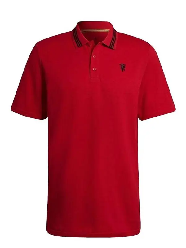 Adidas Manchester United Soccer/football Sports Solid Color Short Sleeve Polo Shirt Red - Multi-color