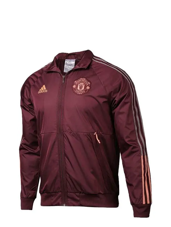 Adidas Mufc Anthem Jkt 20-21 Season Manchester United Soccer/football Jacket Purple Red - Purplered