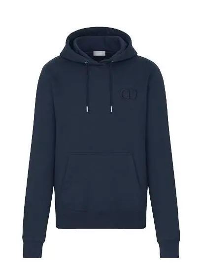 Dior Logo Embroidered Hoodie - Blue