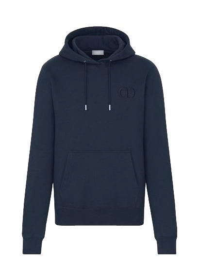 Dior Logo Embroidered Hoodie - Blue