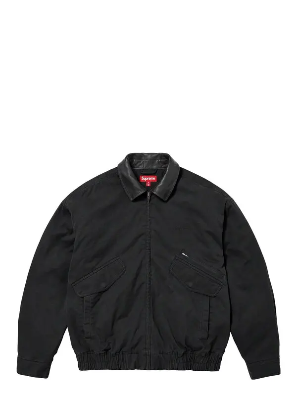Supreme Leather Collar Utility Jacket - Black