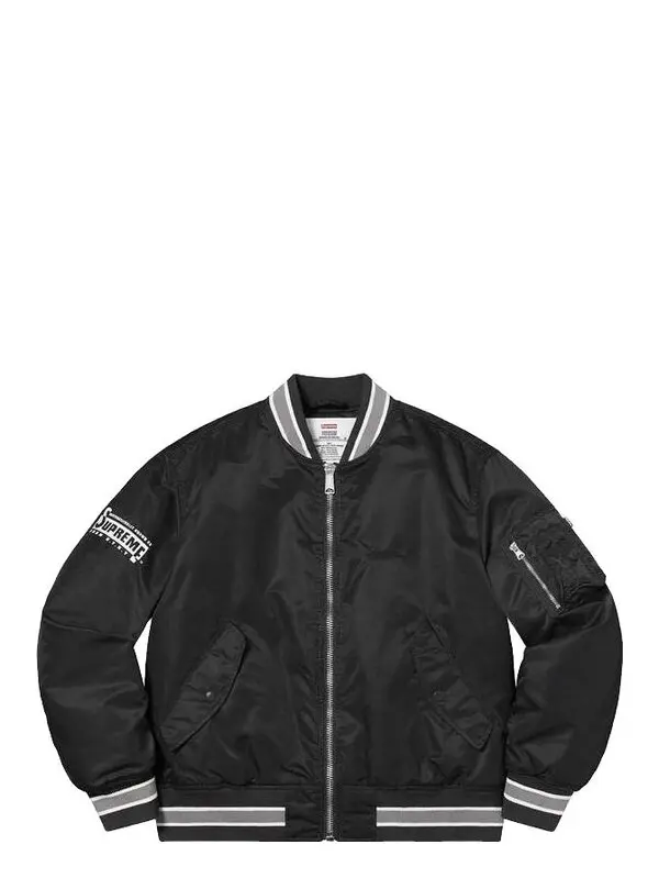 Supreme Second To None Ma-1 Jacket 'black White - Black/white