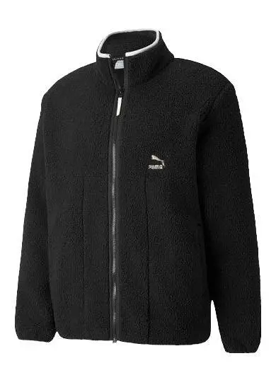 PUMA Retro Logo Lamb's Wool Stand Collar Jacket - Black