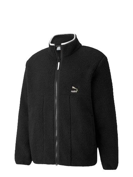 PUMA Retro Logo Lamb's Wool Stand Collar Jacket - Black
