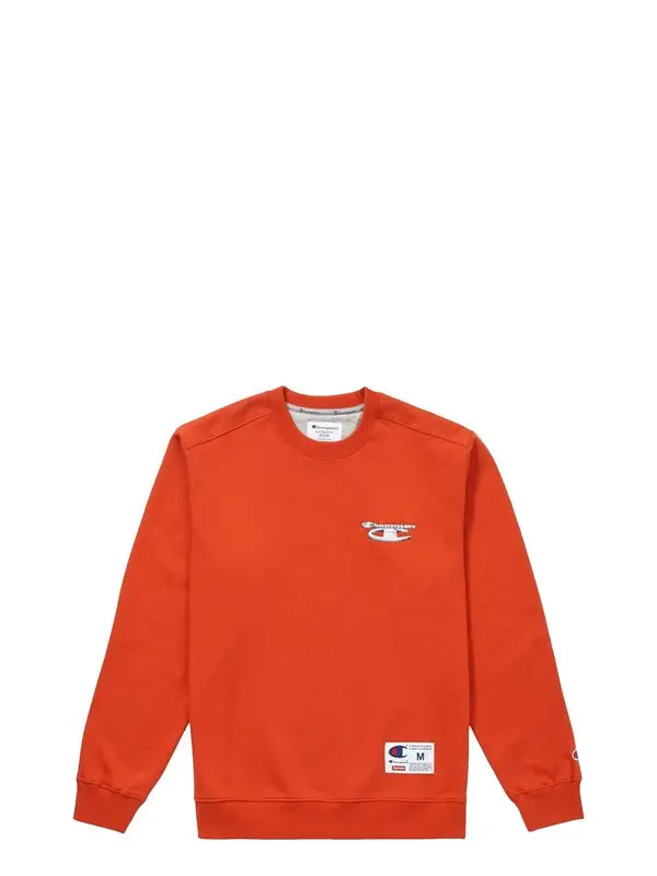 Supreme Fw18 X Champion 3d Metallic Crewneck - Orange