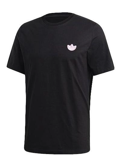 Adidas Originals Logo Ss Tee Solid Color Sports Round Neck Short Sleeve - Black