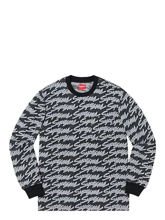 Supreme Signature Script Logo Long Sleeve Pocket Tee - Black