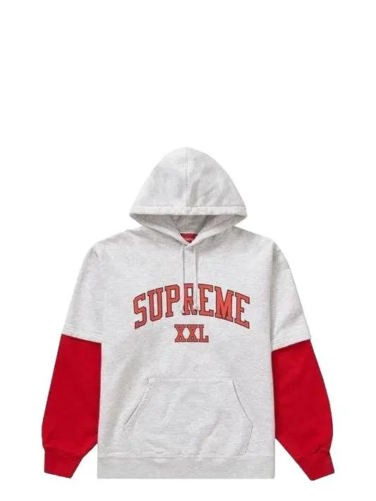 Supreme Layered Hooded Sweatshirt - Grey/red