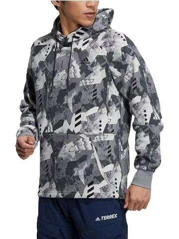 Adidas Graphic Print Hoodie - Grey