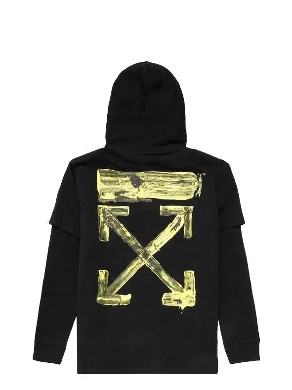 Off-White Arrow Print Drawstring Hoodie - Black