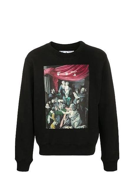 Off-White Fw20 Caravaggio Painting Crewneck Sweater - Black