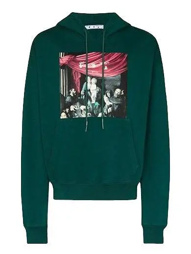 Off-White Fw20 Caravaggio Loose Hooded Pullover - Green