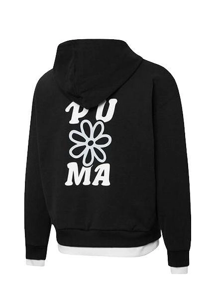 PUMA Layered Printed Hoodie - Black