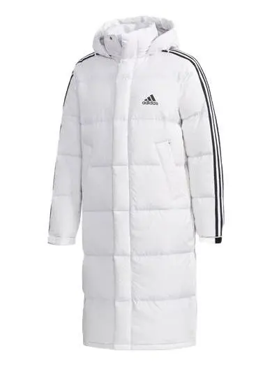 Adidas 3-stripes Long Hooded Down Parka - White