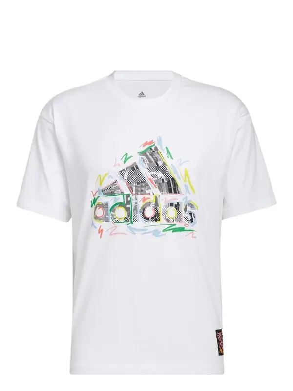 Adidas Alphabet Logo Printing Short Sleeve White T-shirt - Multi-color