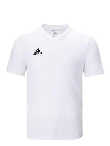 Adidas Solid Color Minimalistic Logo Embroidered Casual Sports Short Sleeve White T-shirt - Default Color