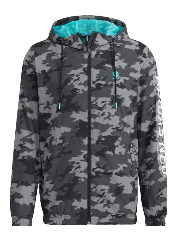 Adidas Neo Camouflage Alphabet Stripe Hooded Jacket - Multi-color