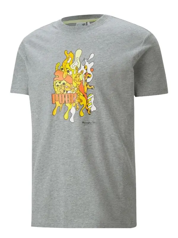 PUMA X Britto Crossover Funny Printing Sports Round Neck Short Sleeve Couple Style Gray - Grey