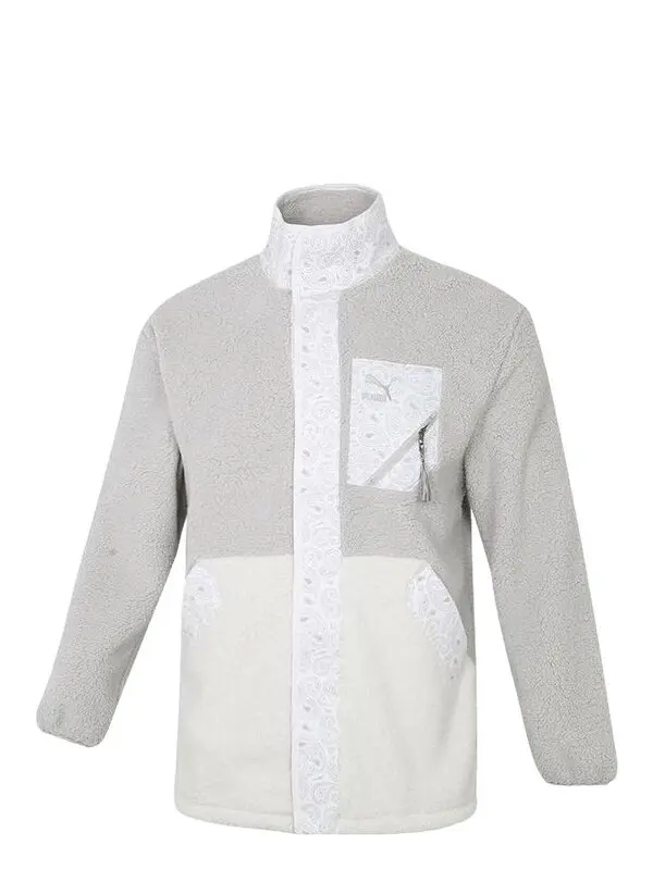 PUMA Imitation Lamb Wool Stand-up Collar Jacket - Grey