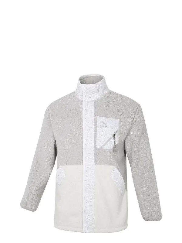 PUMA Imitation Lamb Wool Stand-up Collar Jacket - Grey