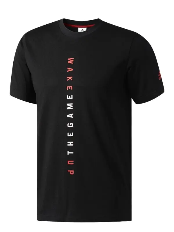 Adidas Adi Slgn Tee Alphabet Printing Casual Round Neck Short Sleeve Black - Multi-color
