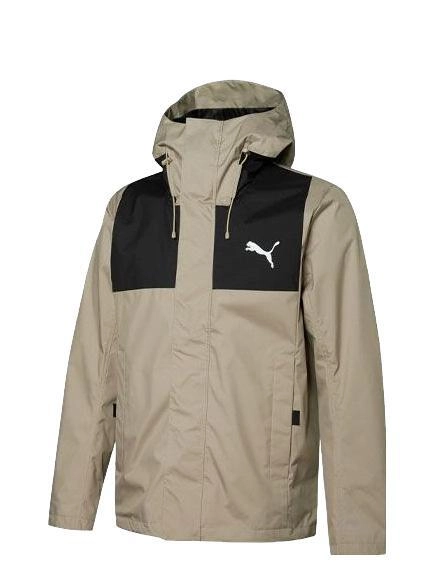 PUMA Colorblock Logo Sports Hooded Jacket - Gray