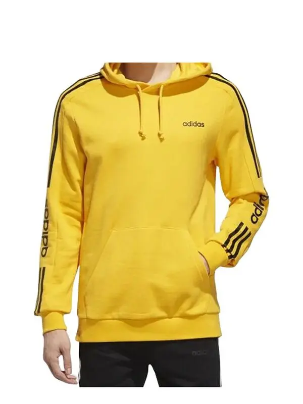 Adidas Knit Pullover Hoodie With Sporty Stripes - Gold