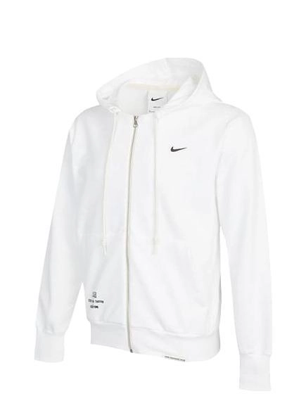 Nike Back Logo Sports Knit Hooded Zipper With Lacing Closure - White