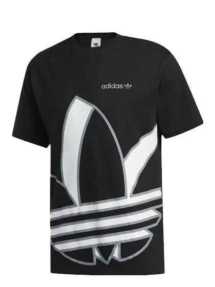 Adidas Originals Large Logo Printing Sports Round Neck Short Sleeve - Black
