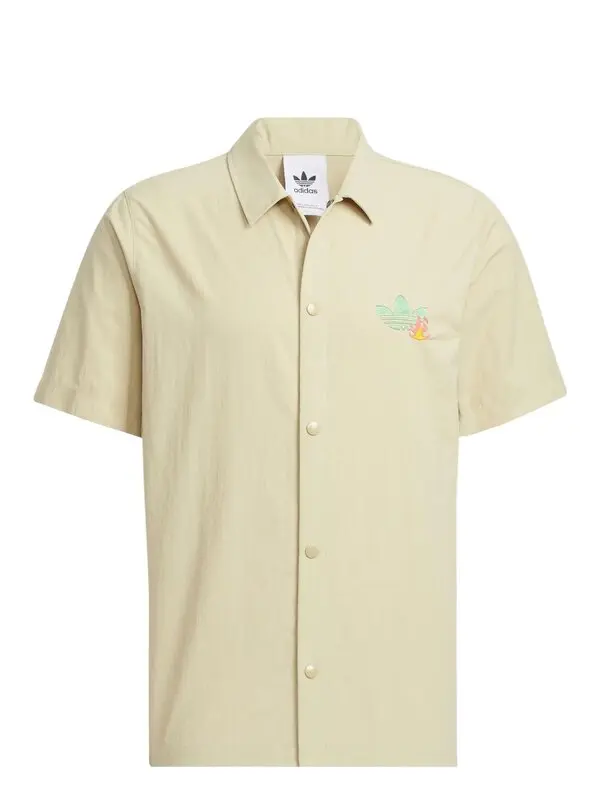 Adidas Originals Solid Color Cartoon Pattern Casual Short Sleeve Shirt Khaki - Multi-color