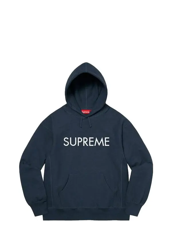 Supreme Capital Hooded Sweatshirt - Navy/white