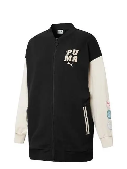 PUMA Retro Colorblock Bomber Jacket With Logo Print - Black